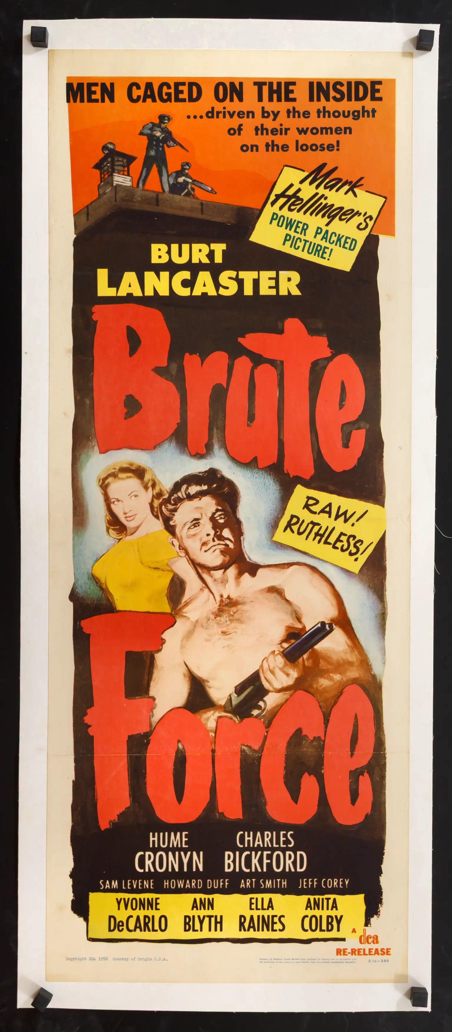 Brute Force (1947) Original R56 Linen-Backed Insert Movie Poster ...