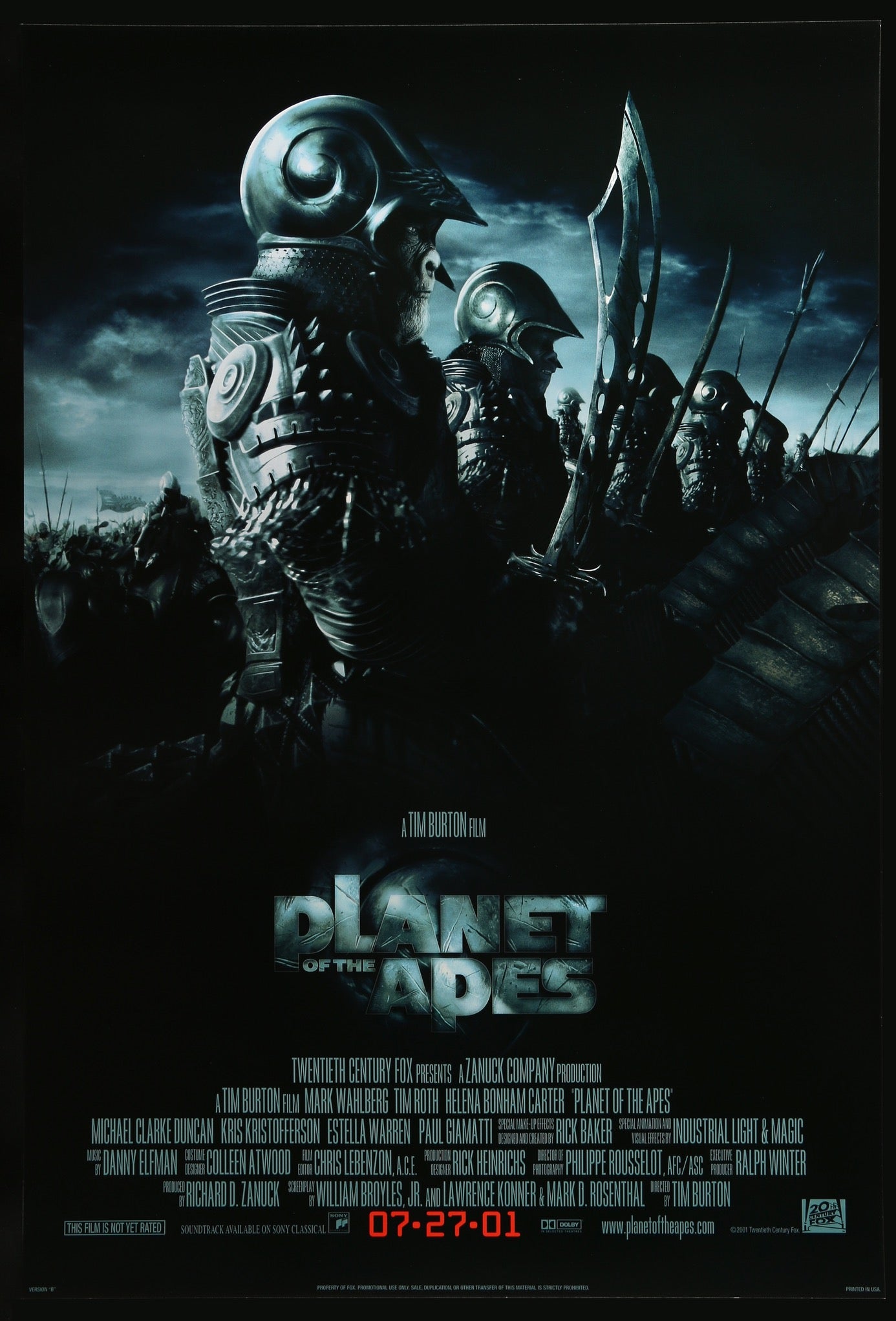 Planet of the Apes 2001 Original One Sheet Movie Poster Original Film Art Vintage Movie Posters