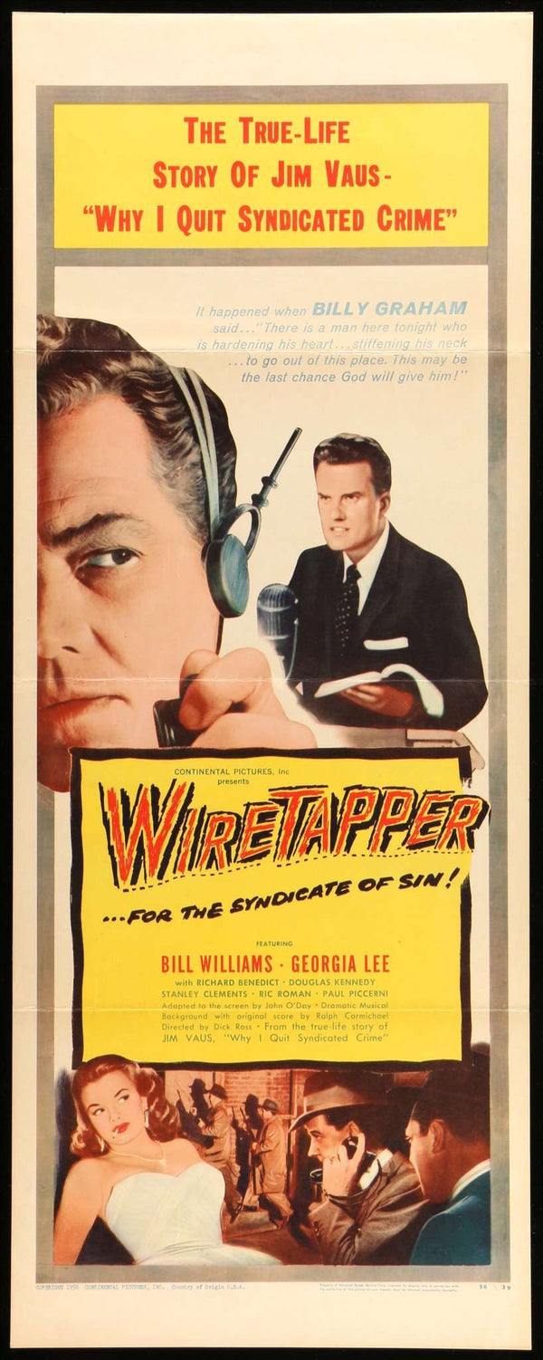 Wiretapper (1955) Vintage Insert Movie Poster - 14” x 36” - Original ...